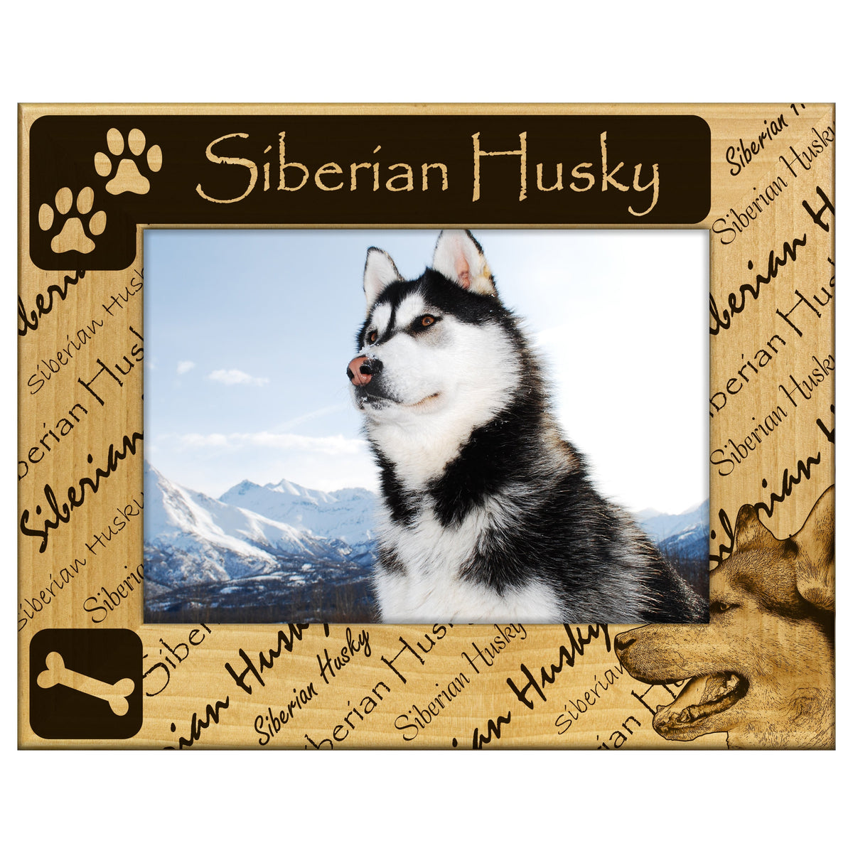 Engraved Alderwood Frame - A-FRM_-19-0158 - Siberian Husky – GiftWorksPlus