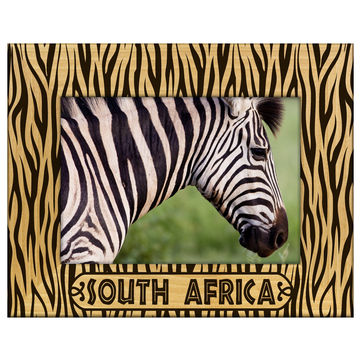 Engraved Alderwood Frame - A-FRM_-3-0187 - South Africa Zebra Pattern ...