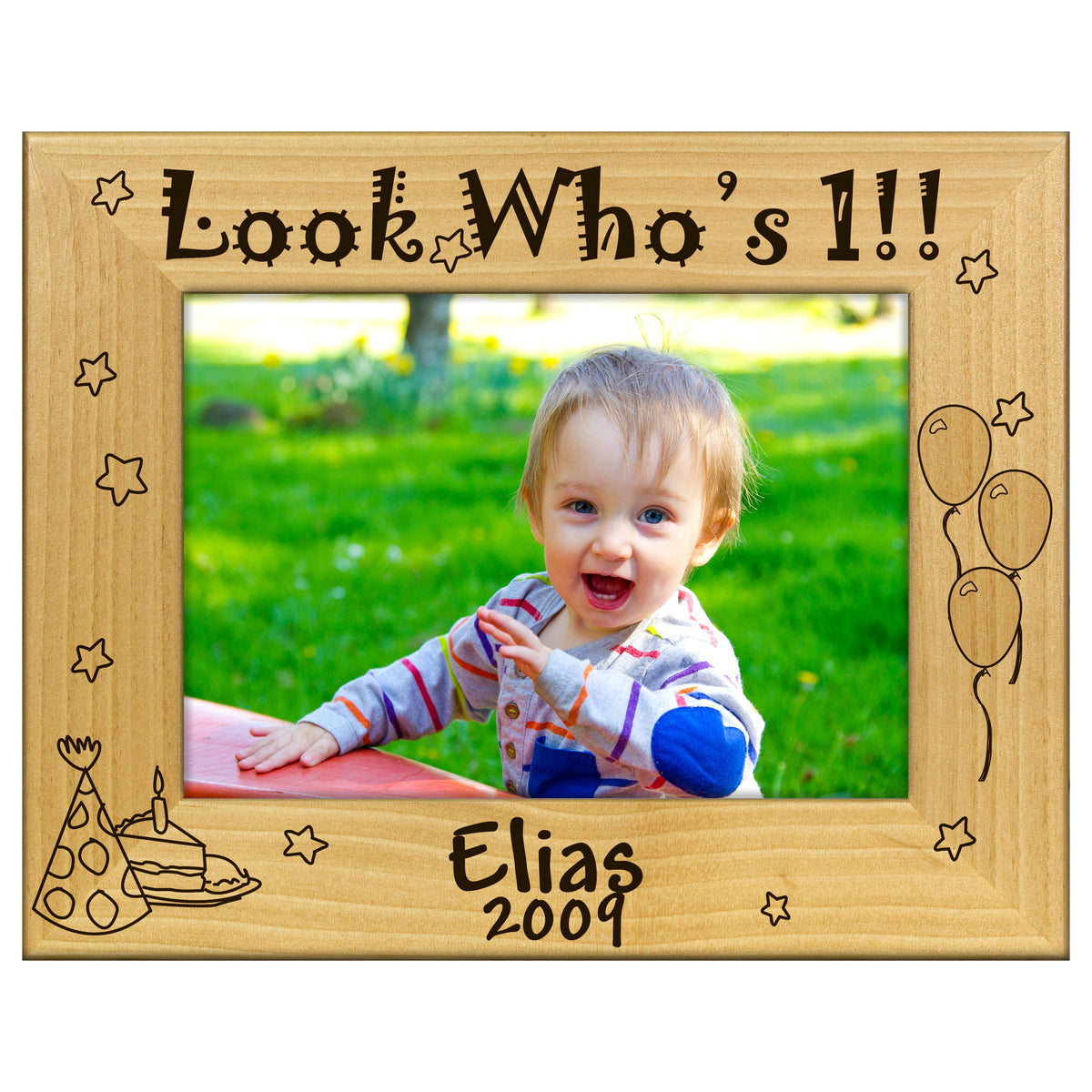 Engraved Alderwood Frame - A-FRM_-9-0004 - Look Who's One – GiftWorksPlus