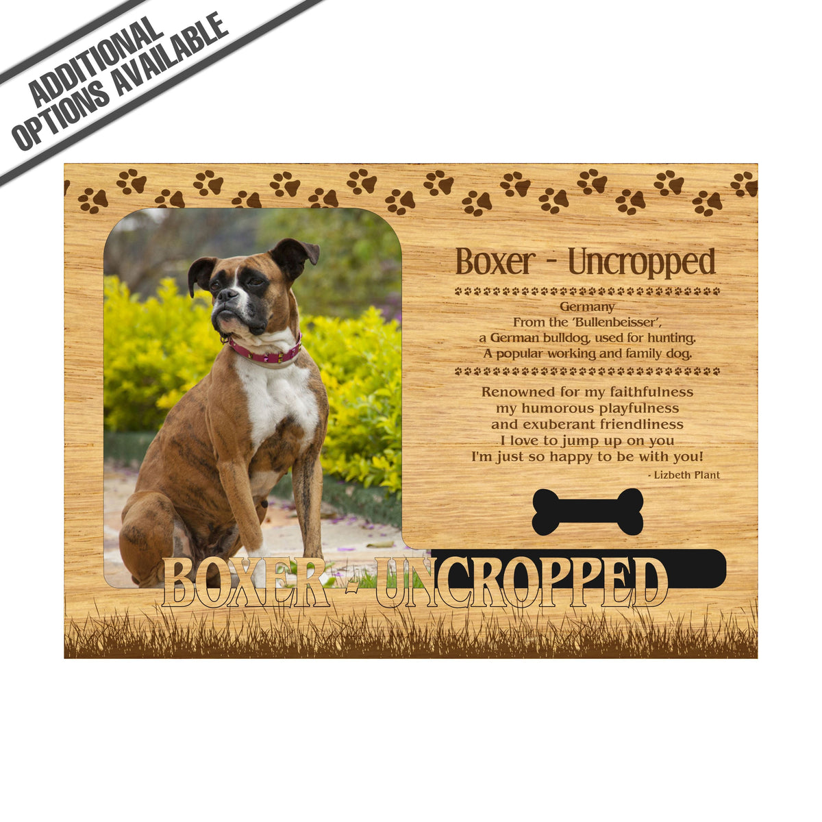 FW Engraved Wood Matte - F-MAT_-20-0036 - Boxer Uncropped - Dog Profil ...